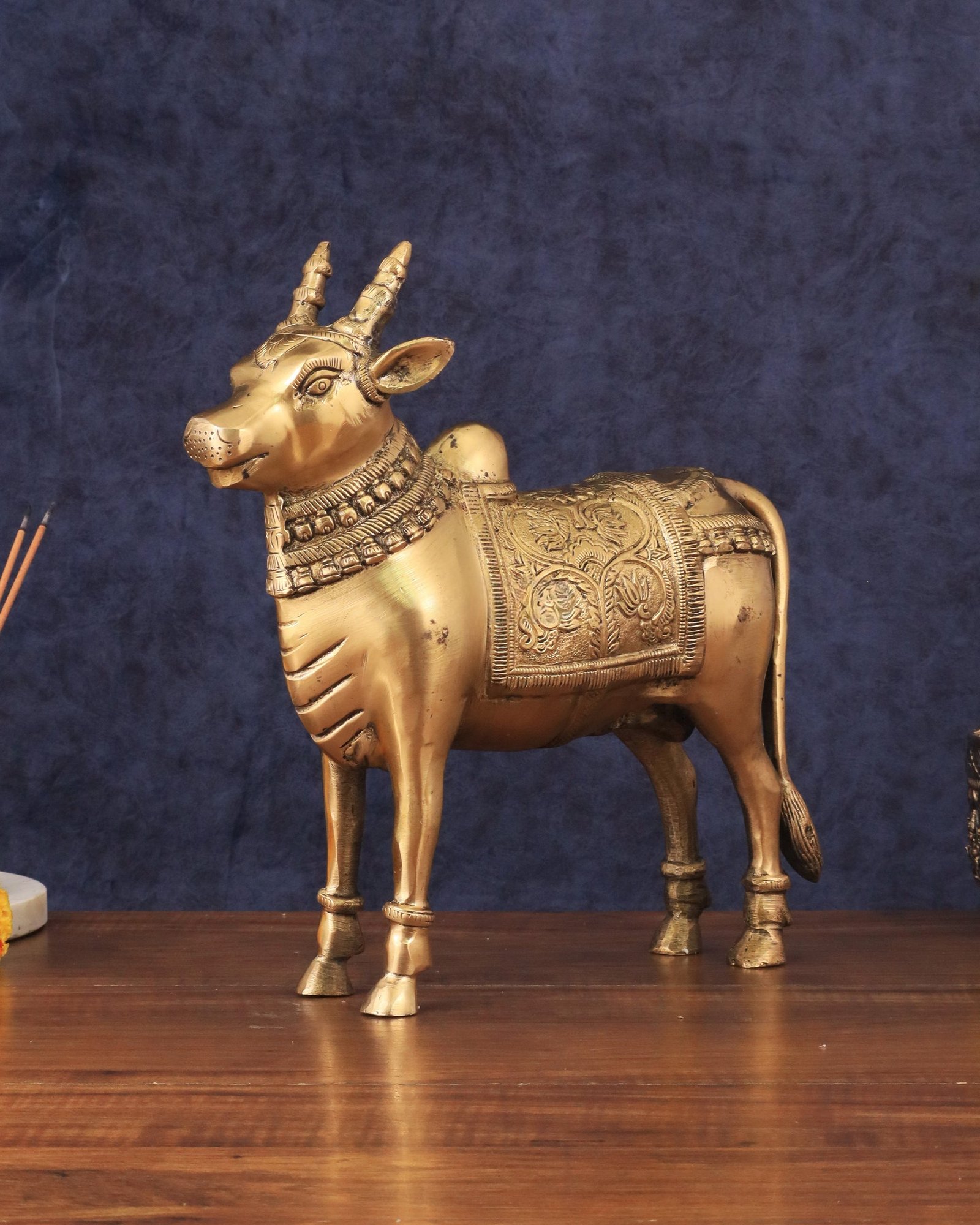Brass Standing Nandi Statue | 16" Golden Temple Art | Jaipurio