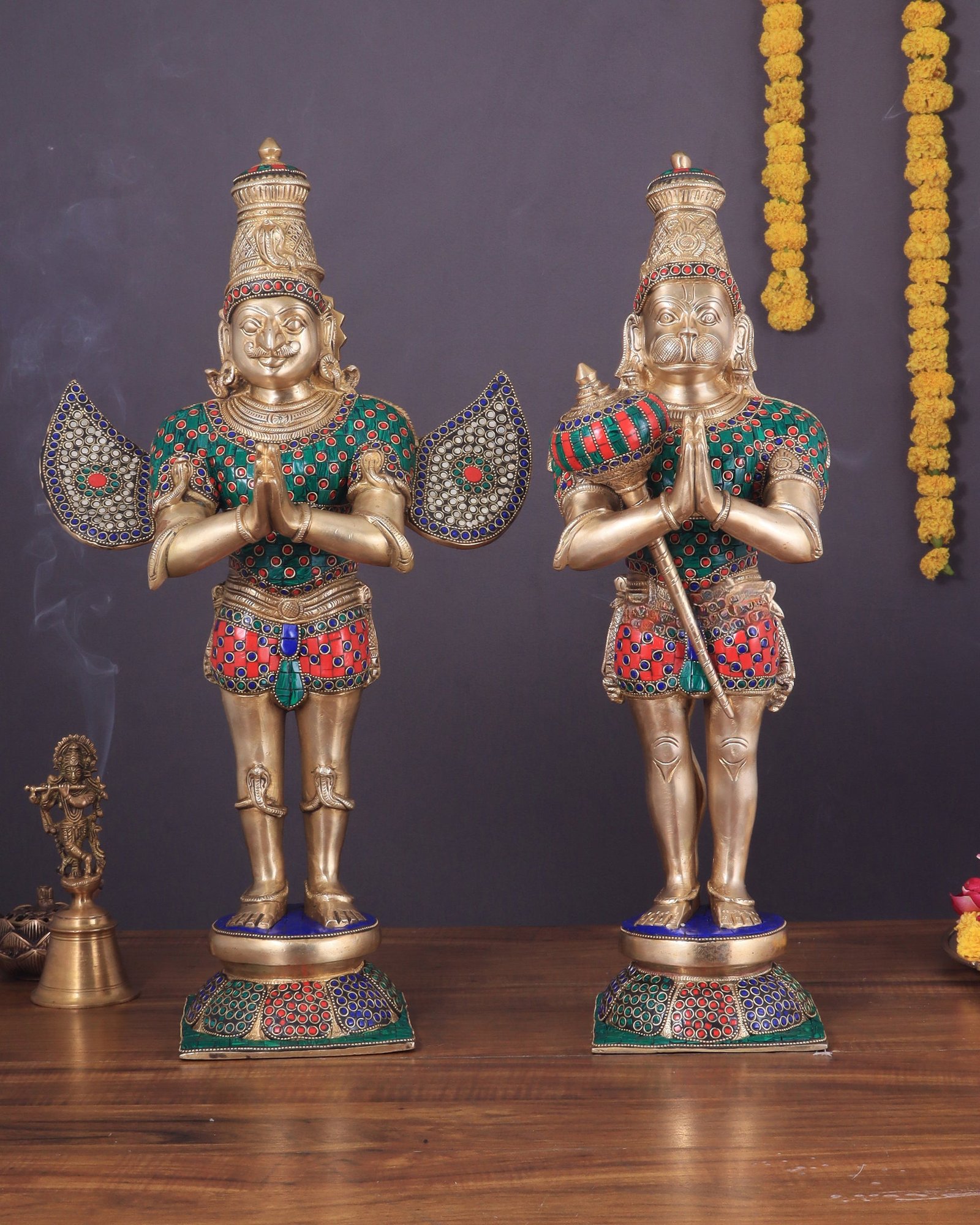 22" Hanuman & Garuda Pair | Premium Meenakari Sacred Art