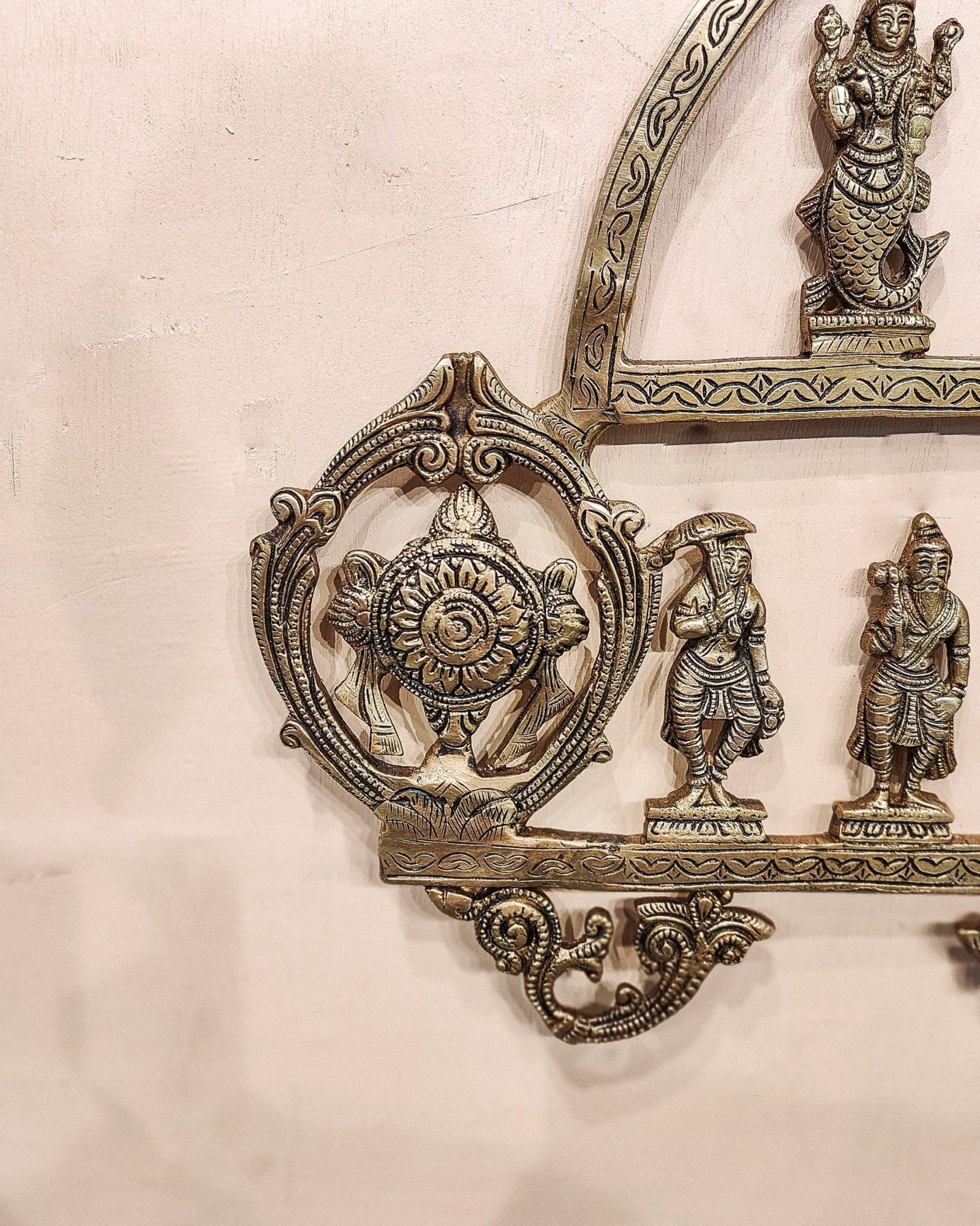 Brass Dashavatar with Sacred Symbols | Temple Wall Art